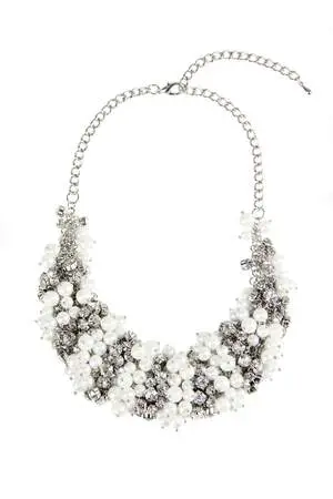 Saachi Pearl And Crystal Glass Stone Necklace