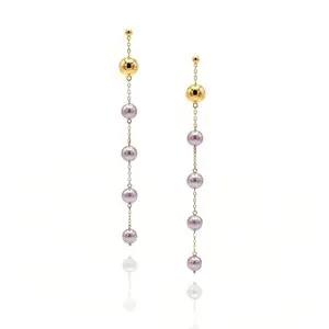 JAREDJAMIN Dangle Pearl Earrings - Purple