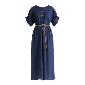 PAISIE Relaxed Fit Jumpsuit With Belt - Blue