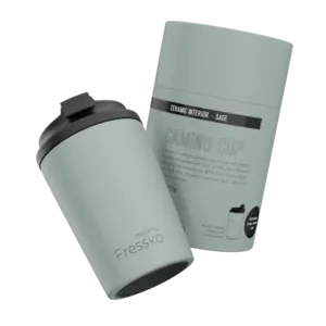 Fressko Camino 12oz / 340ml Reusable Coffee Cup, Ceramic Sage - Green