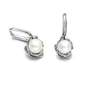 UNALOE Lumina Pearl Drop Earrings - Silver/white