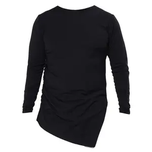 METAMORPHOZA Long Sleeve Cotton Top With Asymmetrical Hem