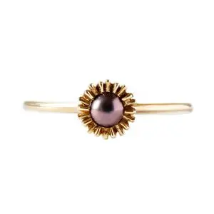 LEE RENEE Dahlia Bud Peacock Pearl Ring - Gold