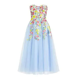 Mac Duggal Floral Embroidered A-line Midi Dress