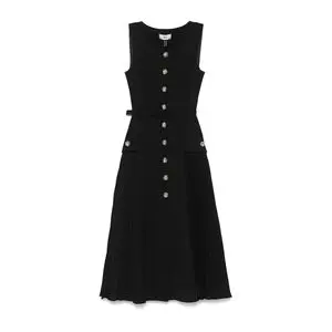 NISSA Belted Pleated Midi Dress