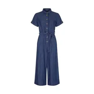 YUMI Button Denim Jumpsuit - Blue