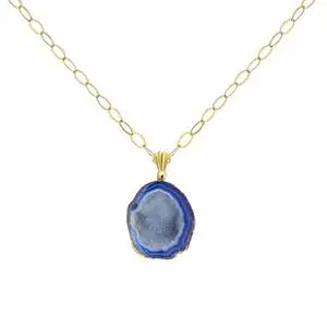 MAGPIE ROSE Agate Pendant Necklace - Blue