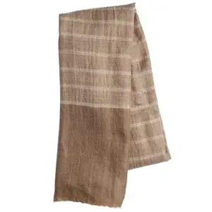 BABS BOUTIQUE NYC Neutrals / Brown Cashmere Scarf Unisex Beige Narrow - Dark Beige With Wide Stripes