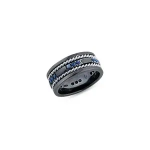 SALLY SKOUFIS Franco Ring With Natural Sapphires - Black/silver/blue