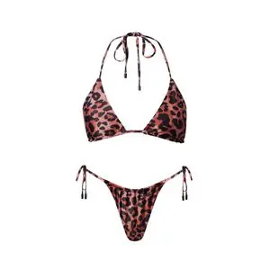 PLAYALUXE Waikiki Triangle String Bikini Set - Black/brown