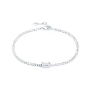 LULU B LONDON Cubic Zirconia Baguette Bracelet - Silver