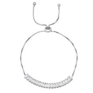 KYLIE HARPER Sterling Baguette-cut Cz Adjustable Bracelet - Silver