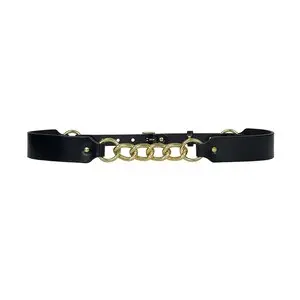HAUTE CUIR Haute Cuir Chained Slim Leather Belt