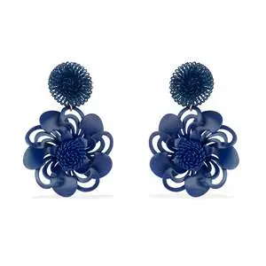 Pat’s Jewelry Pompom Flower Clip-on Earrings - Blue