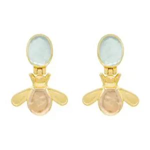 MARCIA MORAN Belle Stone Stud Bee Drop Earrings - Yellow