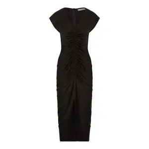 THE SUMMER EDIT Rudi Hammered Silk Ruched Dress - Black