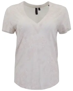 LORDS OF HARLECH Printed V-neck Top - White