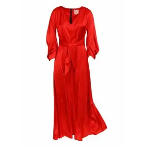 JULIA ALLERT Satin Ankle-length Dress With Belt
