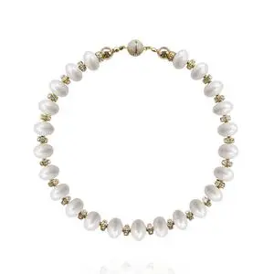 SAULE LABEL Mika Necklace With Crystal Rondelles And 18k Gold-plated Magnetic Closure - White