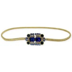 DAMAPREZIOSA Lucrezia Belt With Crystal Buckle - Blue