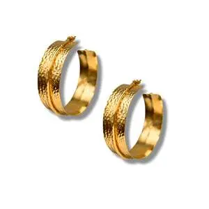 JAREDJAMIN Tribella Textured Hoop Earrings - Gold
