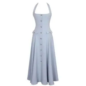 MISS CIRCLE NEW YORK Halterneck A-line Midi Dress - Blue