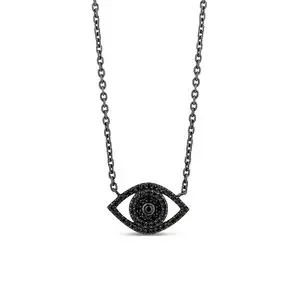 SALLY SKOUFIS Protection Necklace With Cz Diamond Simulant - Black