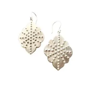 RIZE Granulated Ashram Window Sterling Earrings - Silver