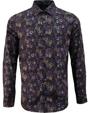 LORDS OF HARLECH Nigel Avallino Floral Shirt - Black