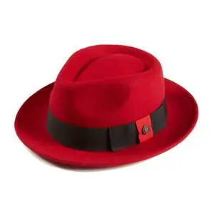 DASMARCA HATS Pablo Wool Felt Fedora Hat With Wide Brim - Red