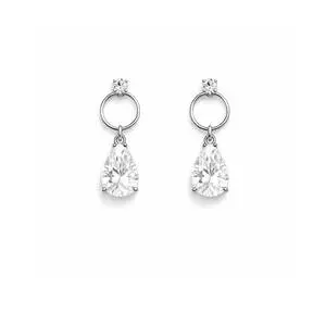 MAISON DE GALA Circle Drop Crystal Earrings - Silver