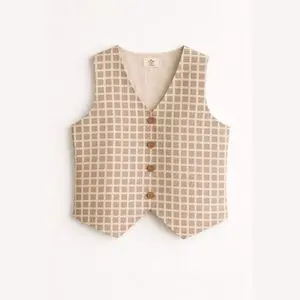 HOUSE OF GL Cotton Check Tailored Vest Top - Green