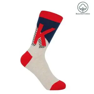 PEPER HAROW - MADE IN ENGLAND Alphabet K Crew Socks - Red