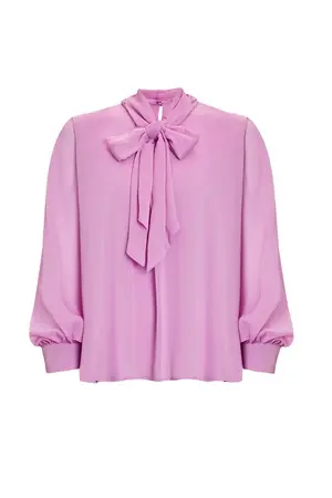 EXQUISE Patterned Pussy-bow Blouse