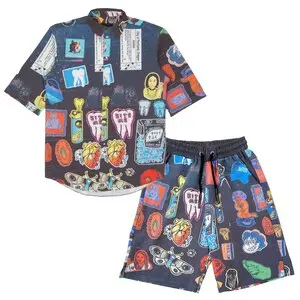MYSIMPLICATED Printed Shirt And Bermuda Shorts Set - Black