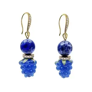 FARRA Lapis Lazuli Raspberry Dangle Earrings - Blue