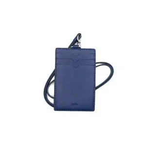 GODI. Handmade Leather Strap Lanyard Cardholder In Cobalt – Double-sided Id & Travel Wallet - Blue