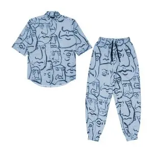 MYSIMPLICATED Faces Design Shirt And Trousers Set - Blue