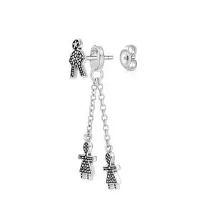 UNALOE Sterling Double Chain Drop Earrings - Silver
