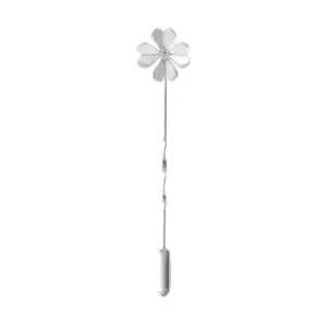 LEE RENEE Diamond Lucky Clover Tie Pin/ Twist Tie Pin - Silver
