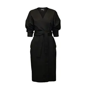 NOLA Kimono Dress With Pockets - Black