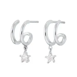 SCREAM PRETTY Illusion Hoop Earrings With Star Drop - Silver