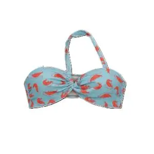 BRASINI SWIMWEAR Ivonna Asymmetric Shrimp Print Bikini Top - Blue