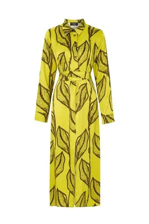 EXQUISE Floral Printed Midi Shirt Dress