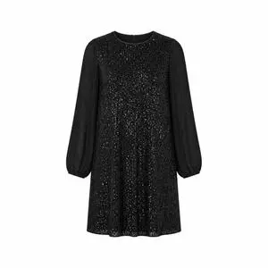 YUMI Velvet Sequin Tunic With Pleated Sleeves - Black