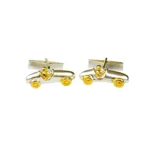 SIMON KEMP JEWELLERS Bugatti Vintage Racing Car Cufflinks Eighteen Carat Gold On Cufflinks - Silver