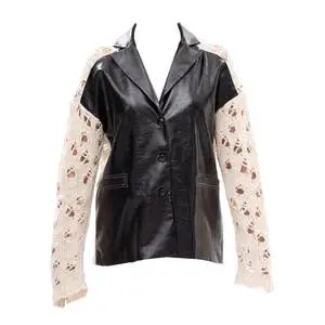 MAISON BOGOMIL Back Shift Glossy Leather Blazer With Knitted Sleeves