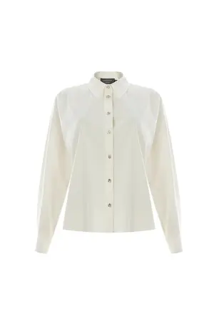 EXQUISE Raglan Sleeve Shirt With Gold Buttons