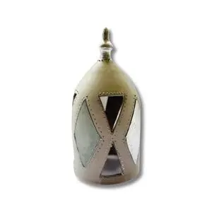 CASA DUNIYA Quba Hand-painted Ceramic Dome Candle Holder - Silver