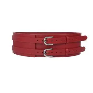 HAUTE CUIR Patrician Wide Leather Belt - Red